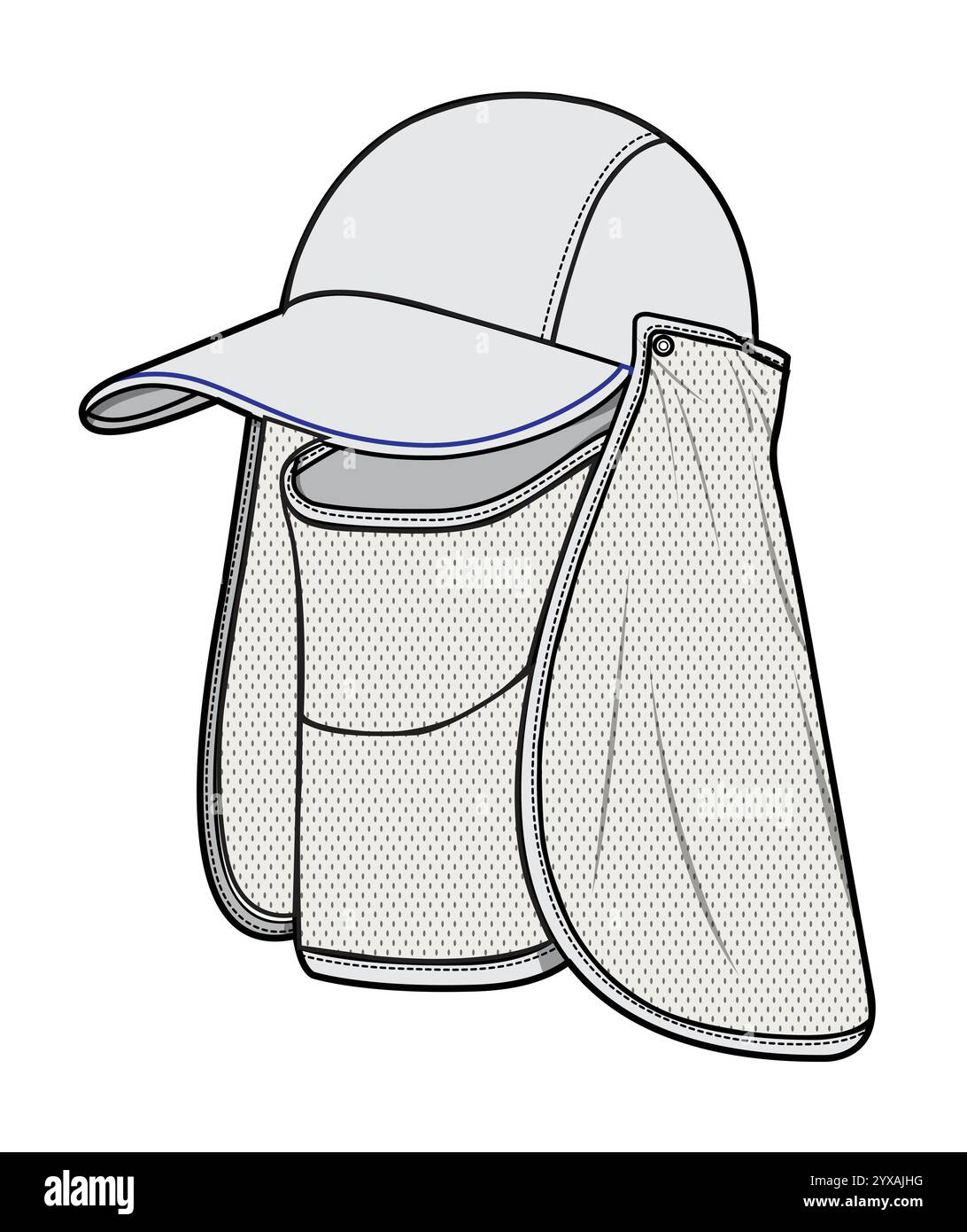 Trapper hat technical line drawing vector mockup template Stock Vector ...