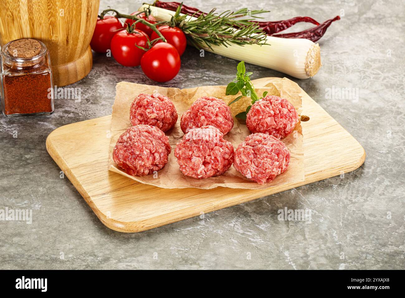 Raw beef meatball minced meat for cooking Stock Photo - Alamy