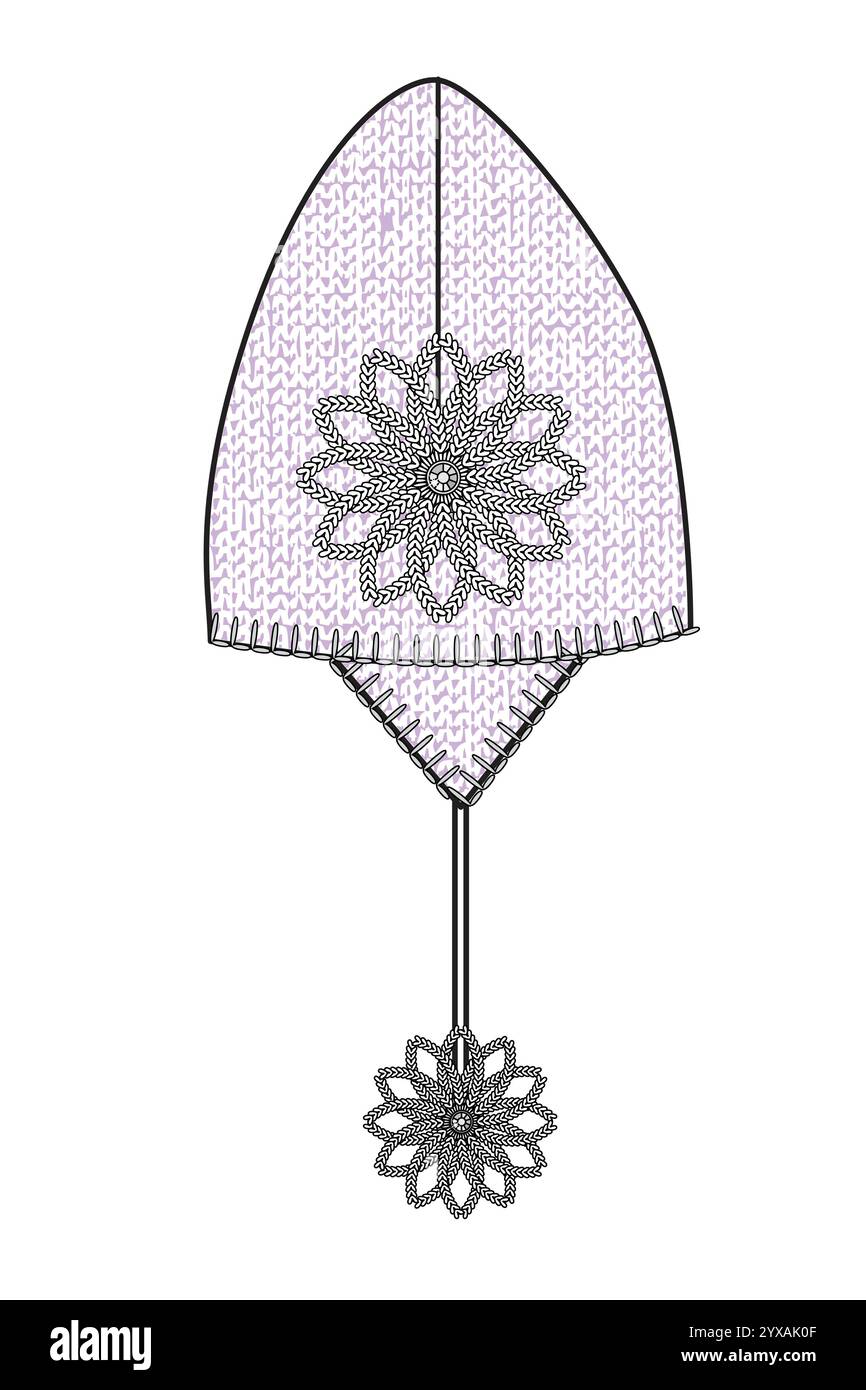 Knitted trapper hats vector mockup template technical drawing Stock ...