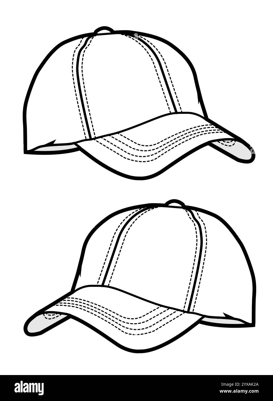 Caps flat sketch Stock Vector Images - Alamy