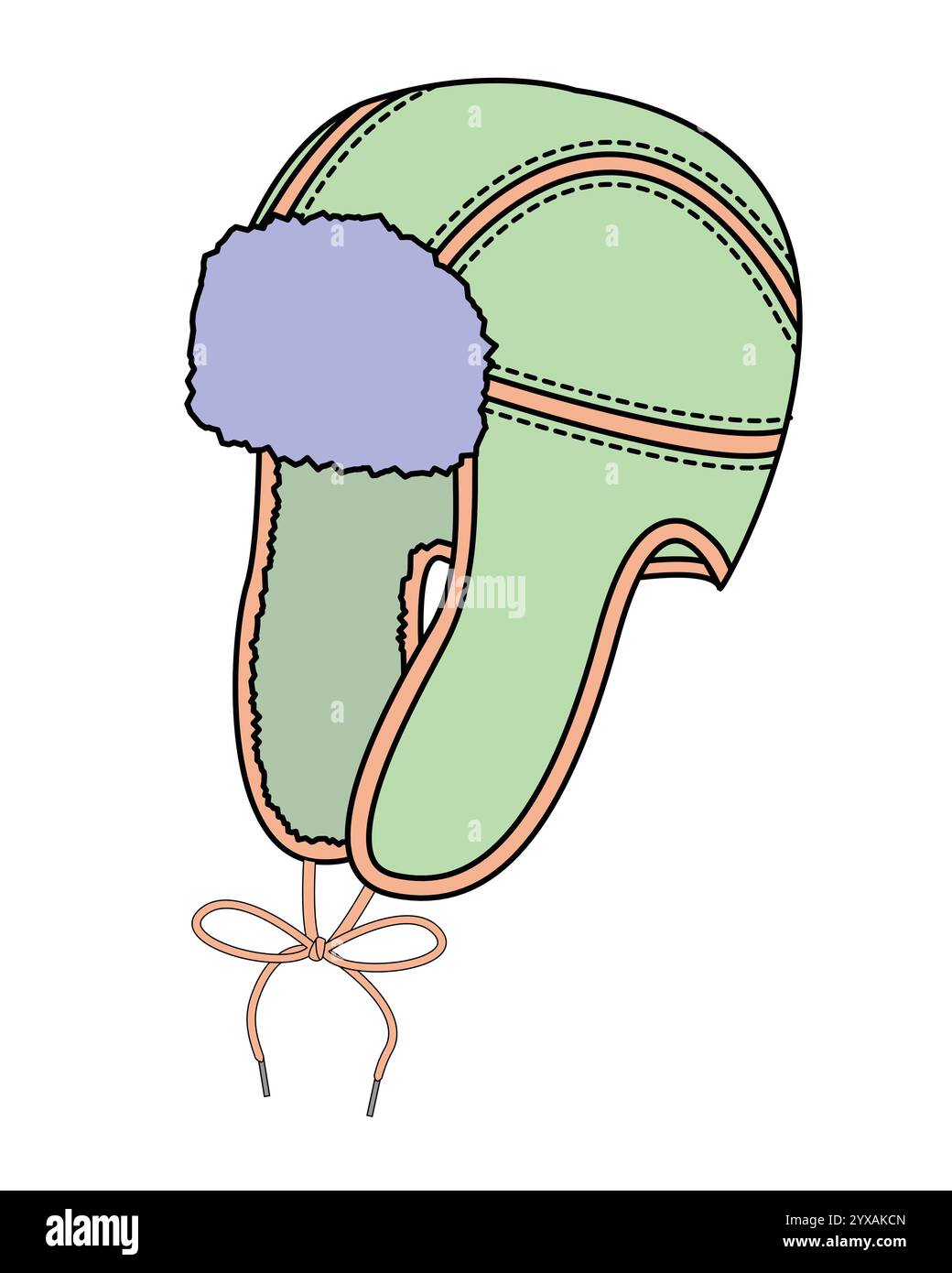 Baby trapper hats flat drawing vector design mockup template Stock ...