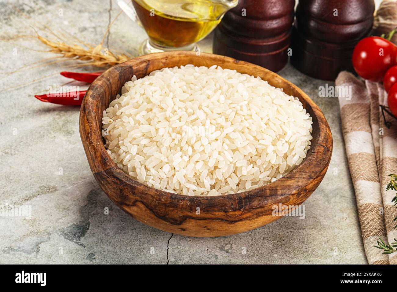 Dry raw Arborio rice for risotto Stock Photo - Alamy