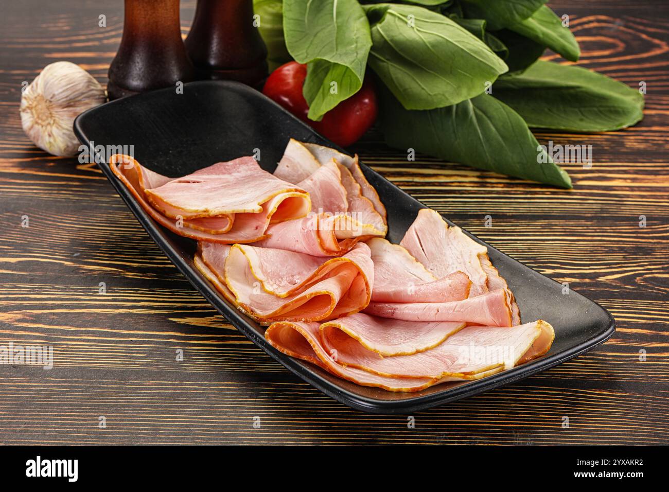 Italian sausage Prosciutto cotto ham appetizer Stock Photo - Alamy