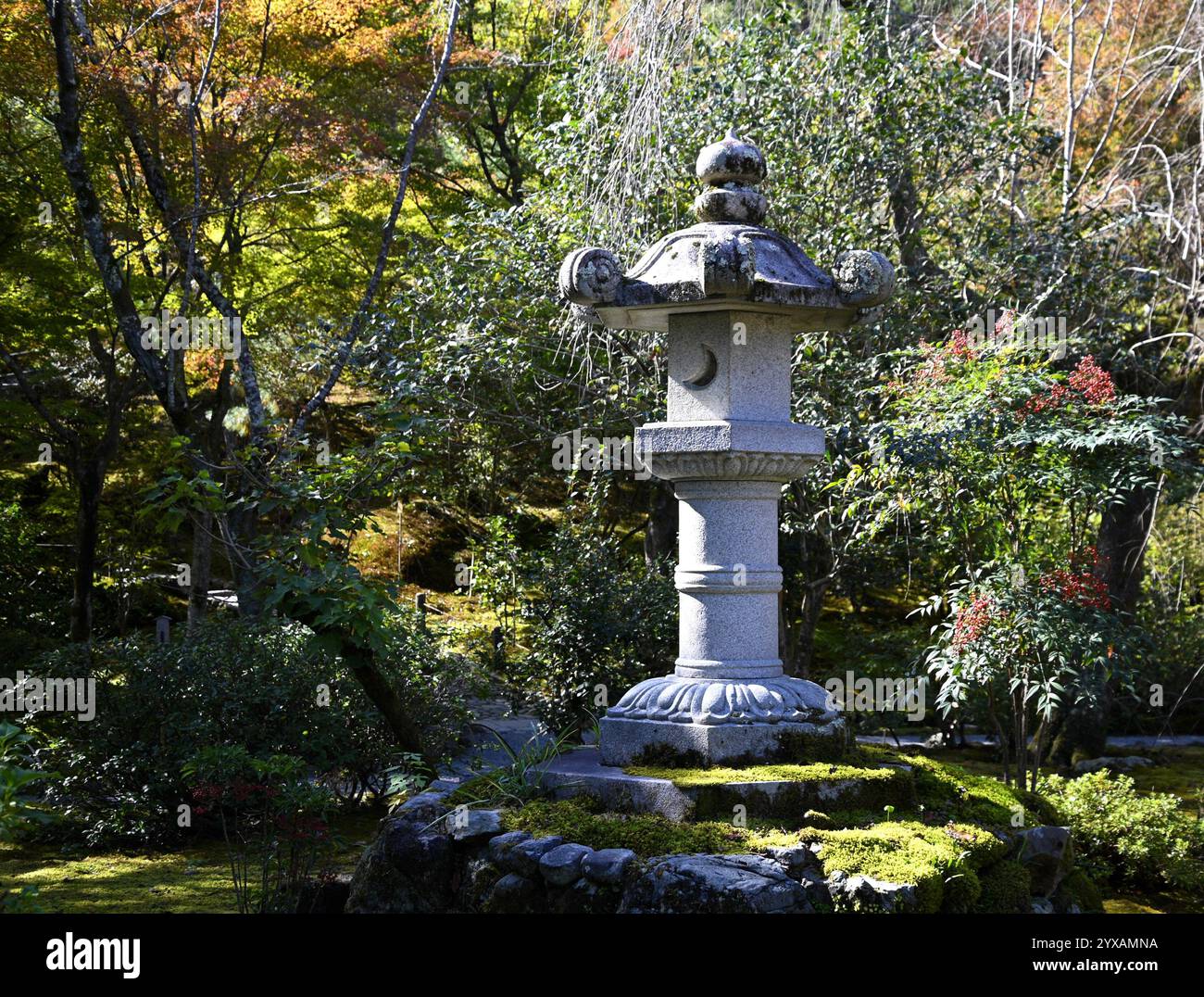 Traditional Japanese Kasuga-dōrō a stone lantern in the garden of ...