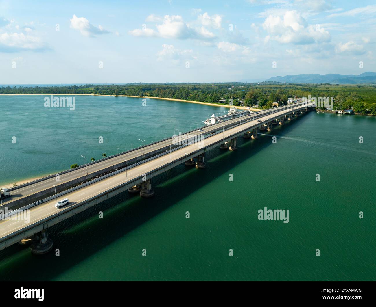 Aerial view of Sarasin bridge road transportation background concept ...