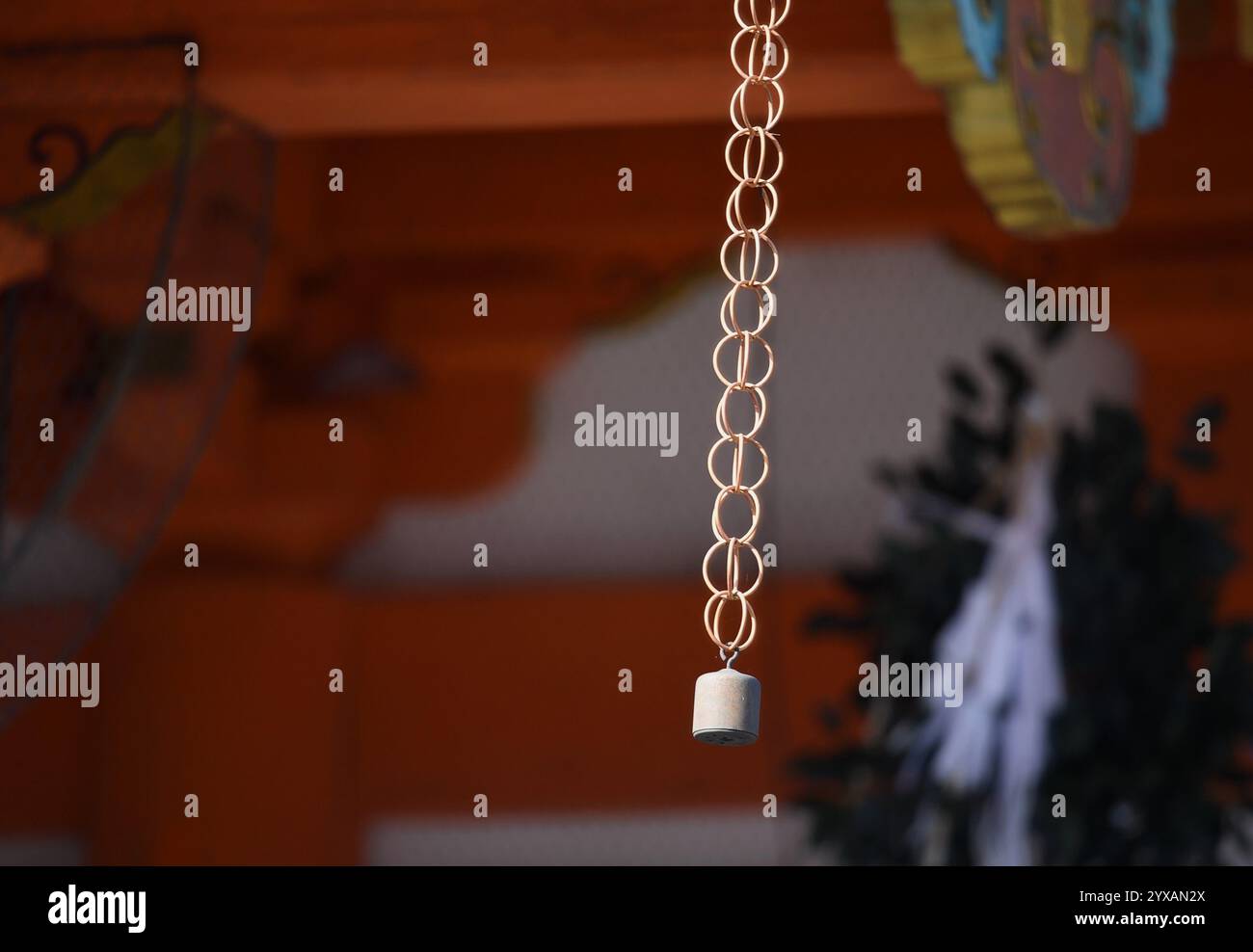 Japanese kusari-doi the traditional downspout rain chain on the ...