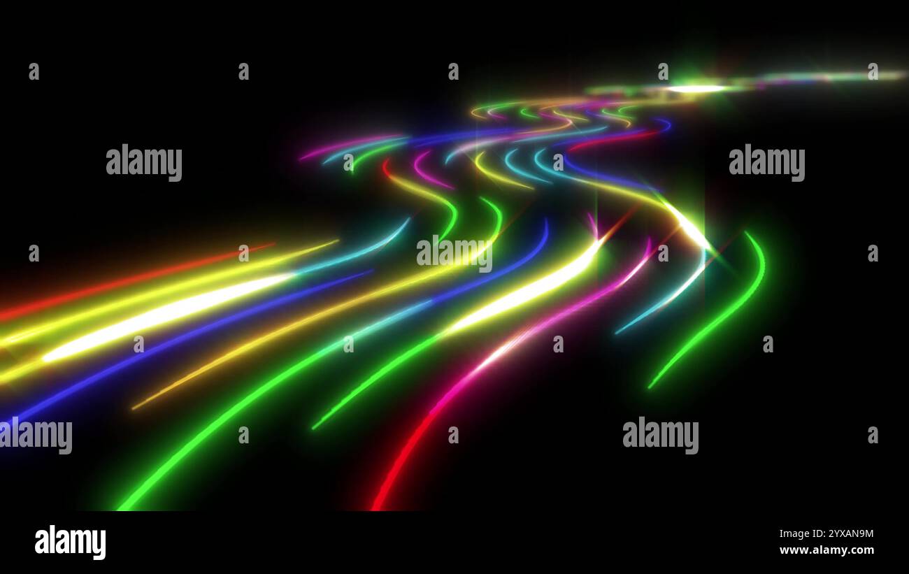 Futuristic road neon curve lines race track 3d render Stock Photo - Alamy