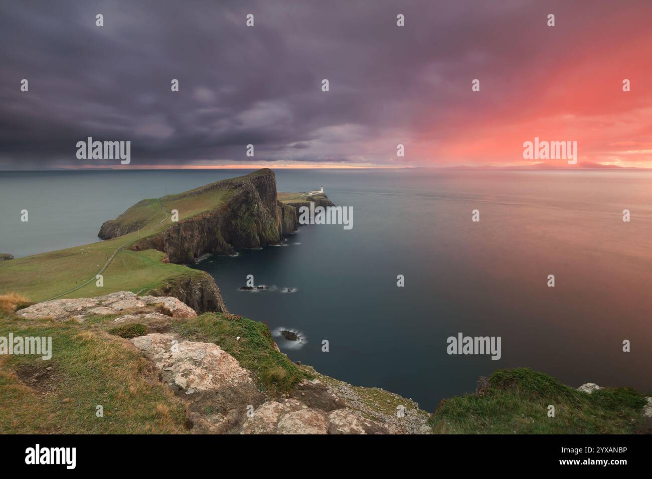 Neist point lighthouse sunset at Skye Island, Scotland Stock Photo - Alamy