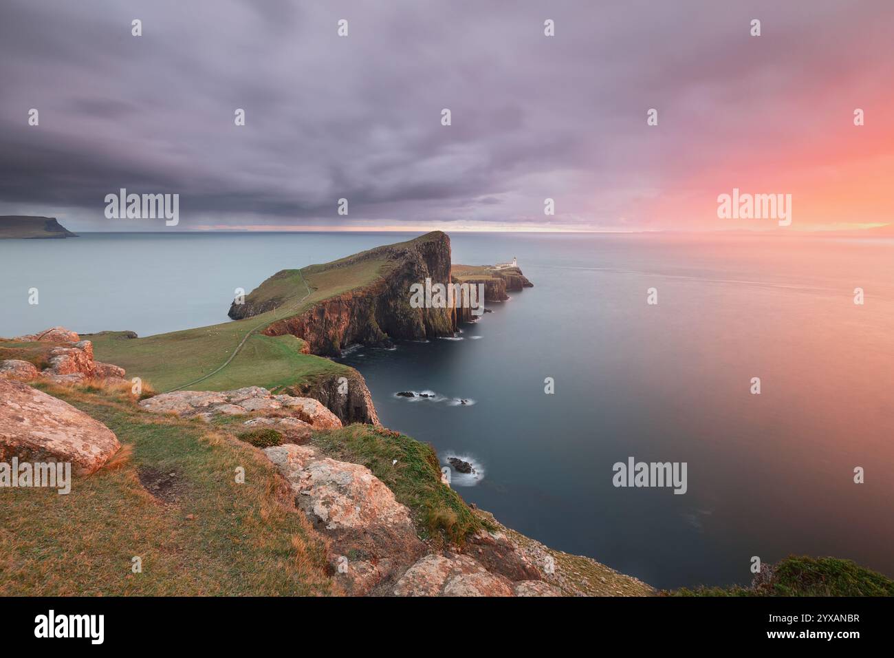 Neist point lighthouse sunset at Skye Island, Scotland Stock Photo - Alamy