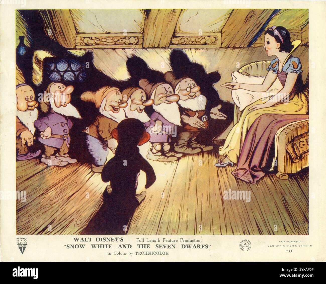 British Lobby Card for WALT DISNEY's SNOW WHITE AND THE SEVEN DWARFS 1937 Supervising Director ...