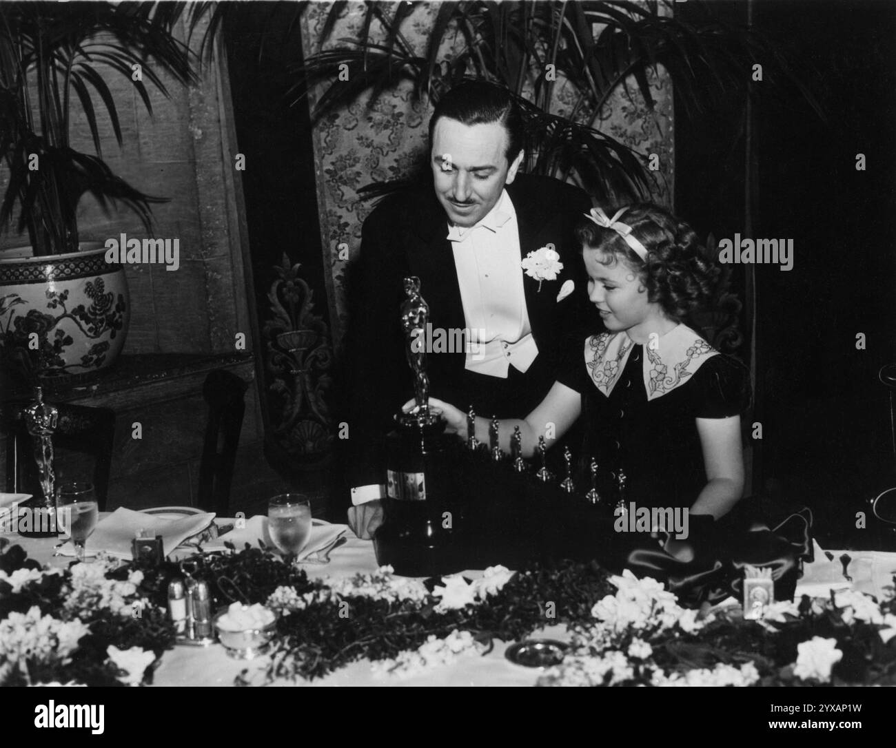 Child Star SHIRLEY TEMPLE presents WALT DISNEY with his Special Academy ...