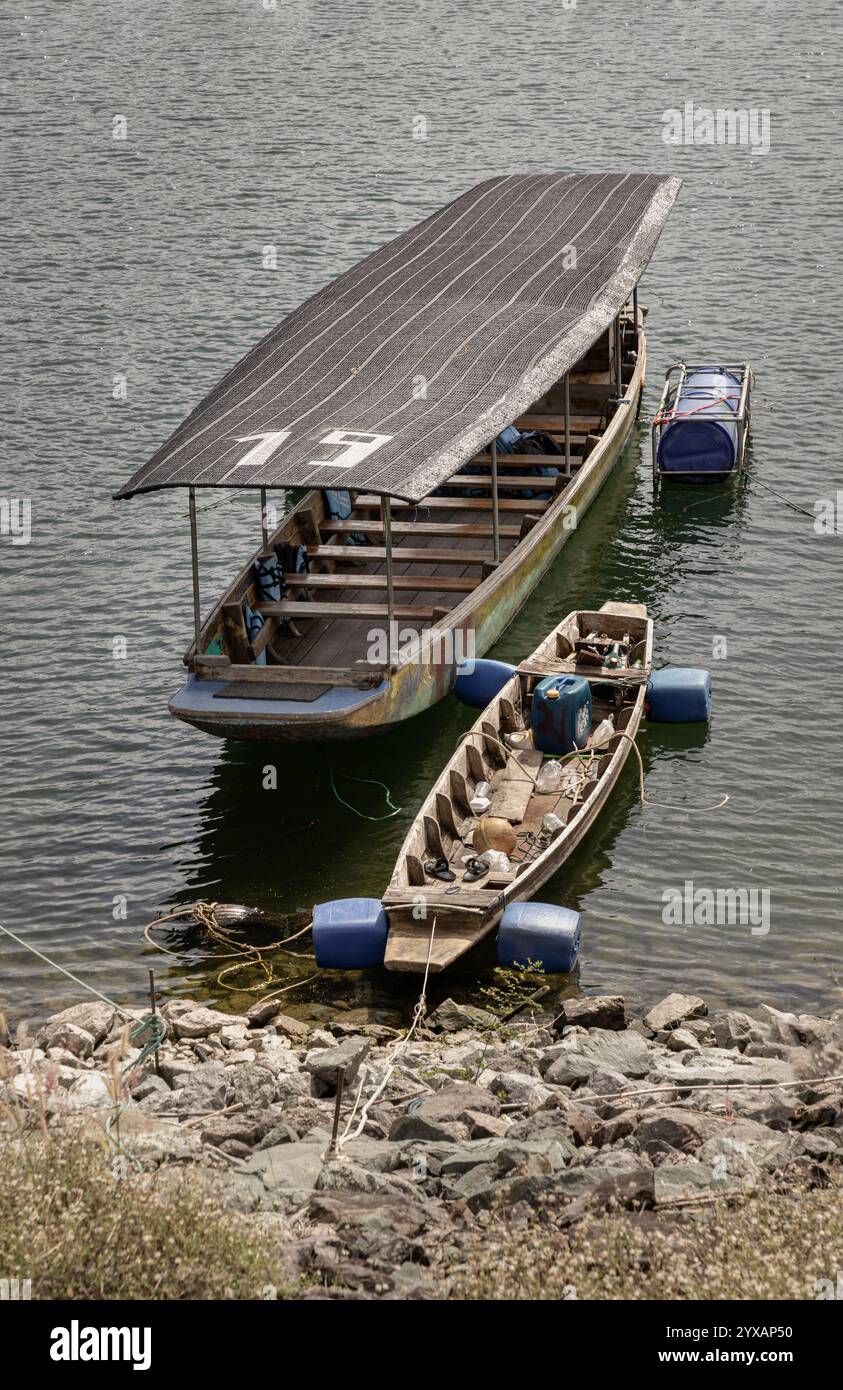 Wooden ferry boat and Traditional hand built small wooden rowboat ...