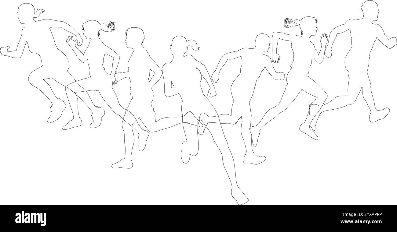 Silhouette Runners Running Sports Silhouettes Set Stock Vector Image ...