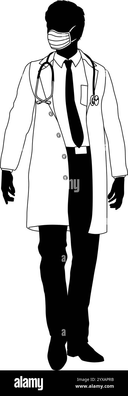 Doctor Man Medical Silhouette Healthcare Person Stock Vector Image ...