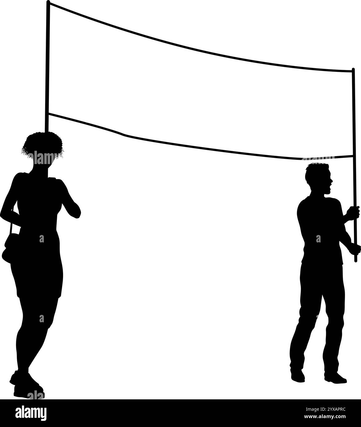Banner Silhouette Protestors at March Rally Strike Stock Vector Image ...
