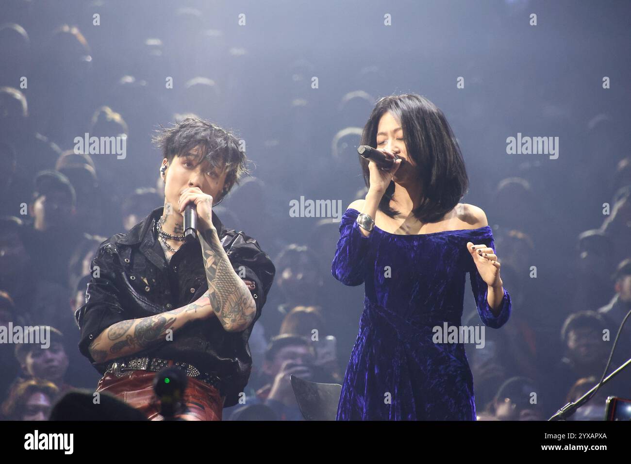 Taipei. 15th Dec, 2024. Taiwanese rock band TRASH and Taiwanese female ...