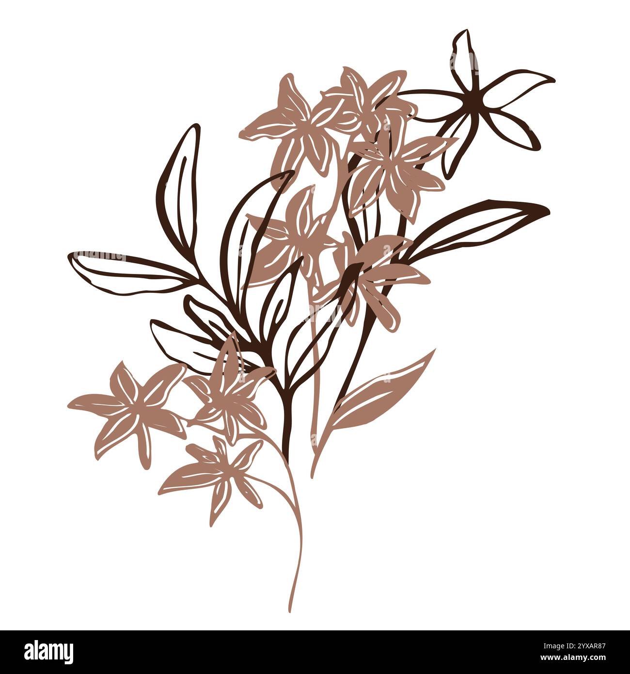 Minimalistic vector botanical illustration. bouquet with hand drawn ...
