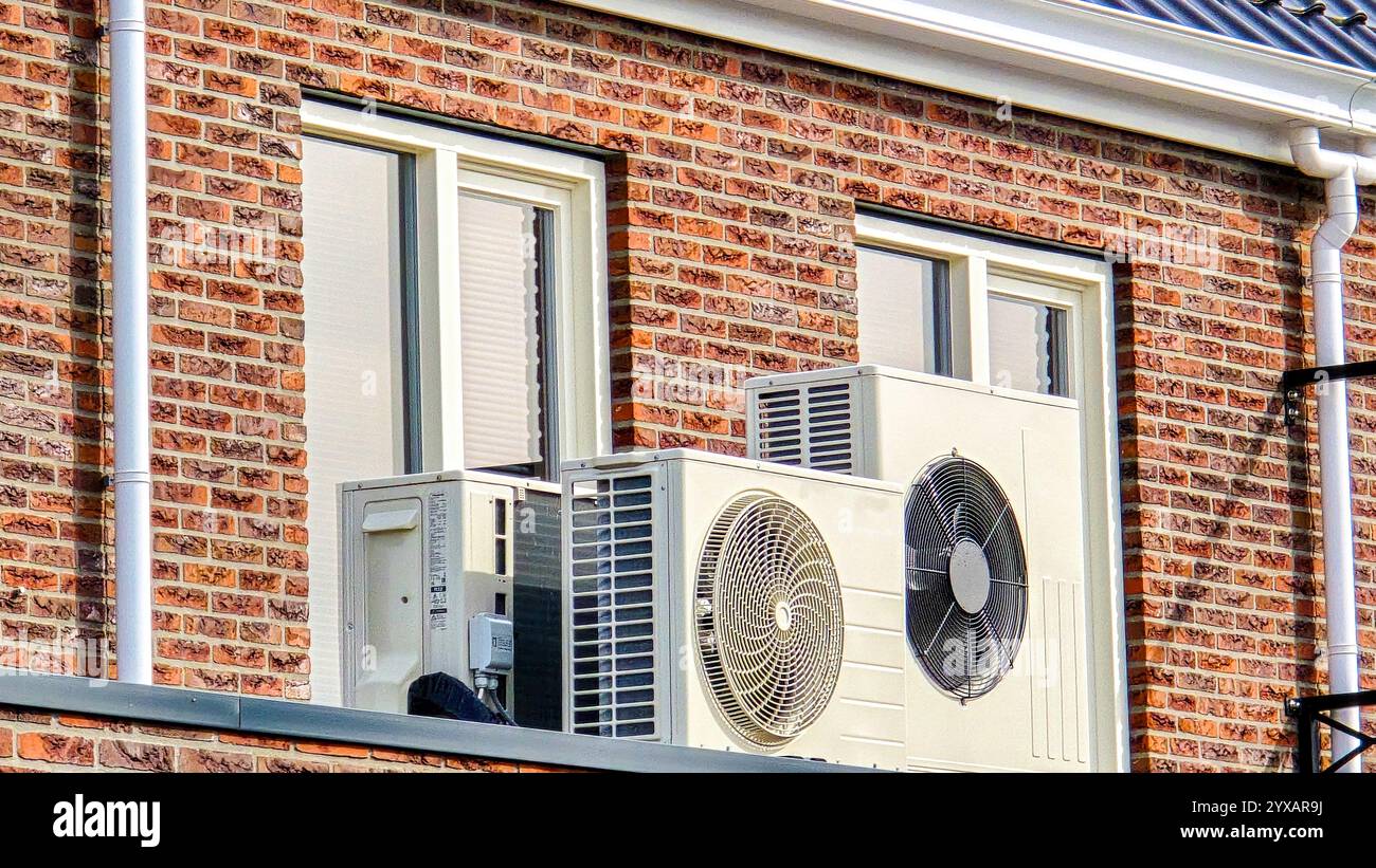 air source heat pump unit installed at a modern home in the Netherlands ...