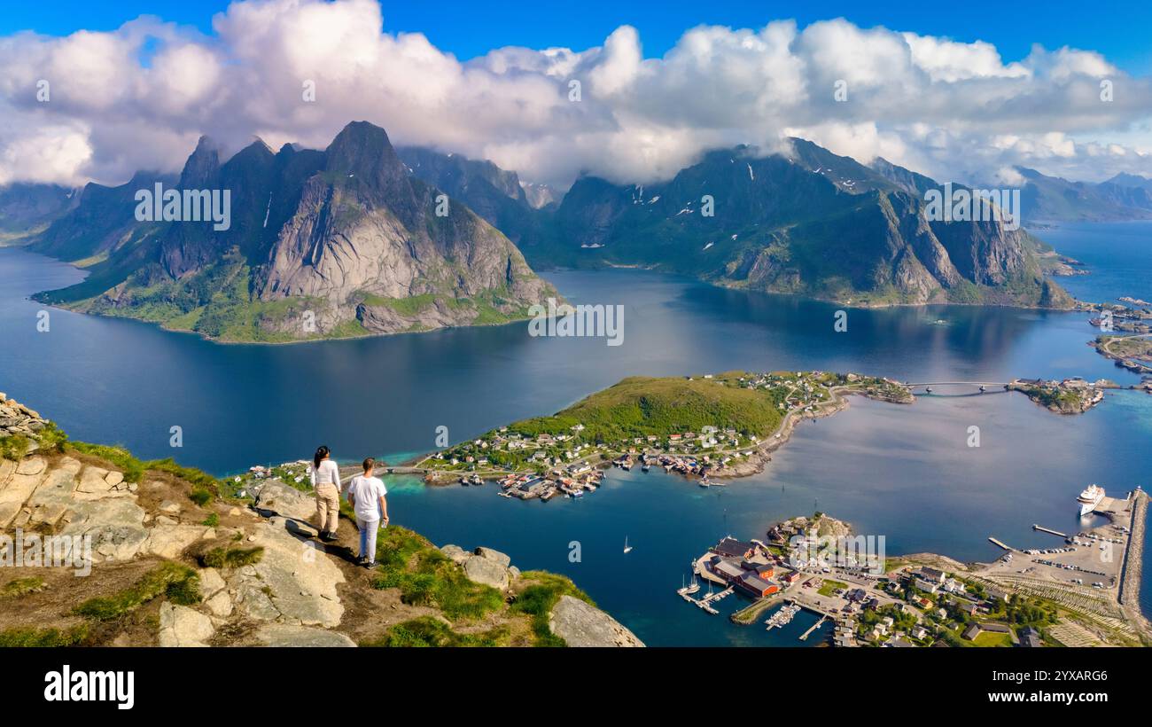 A stunning panoramic view of the Lofoten Islands in Norway, showcasing ...
