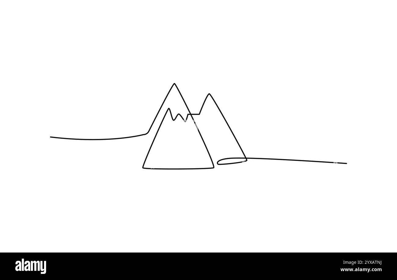 Simple line drawing mountain landscape Stock Vector Images - Alamy