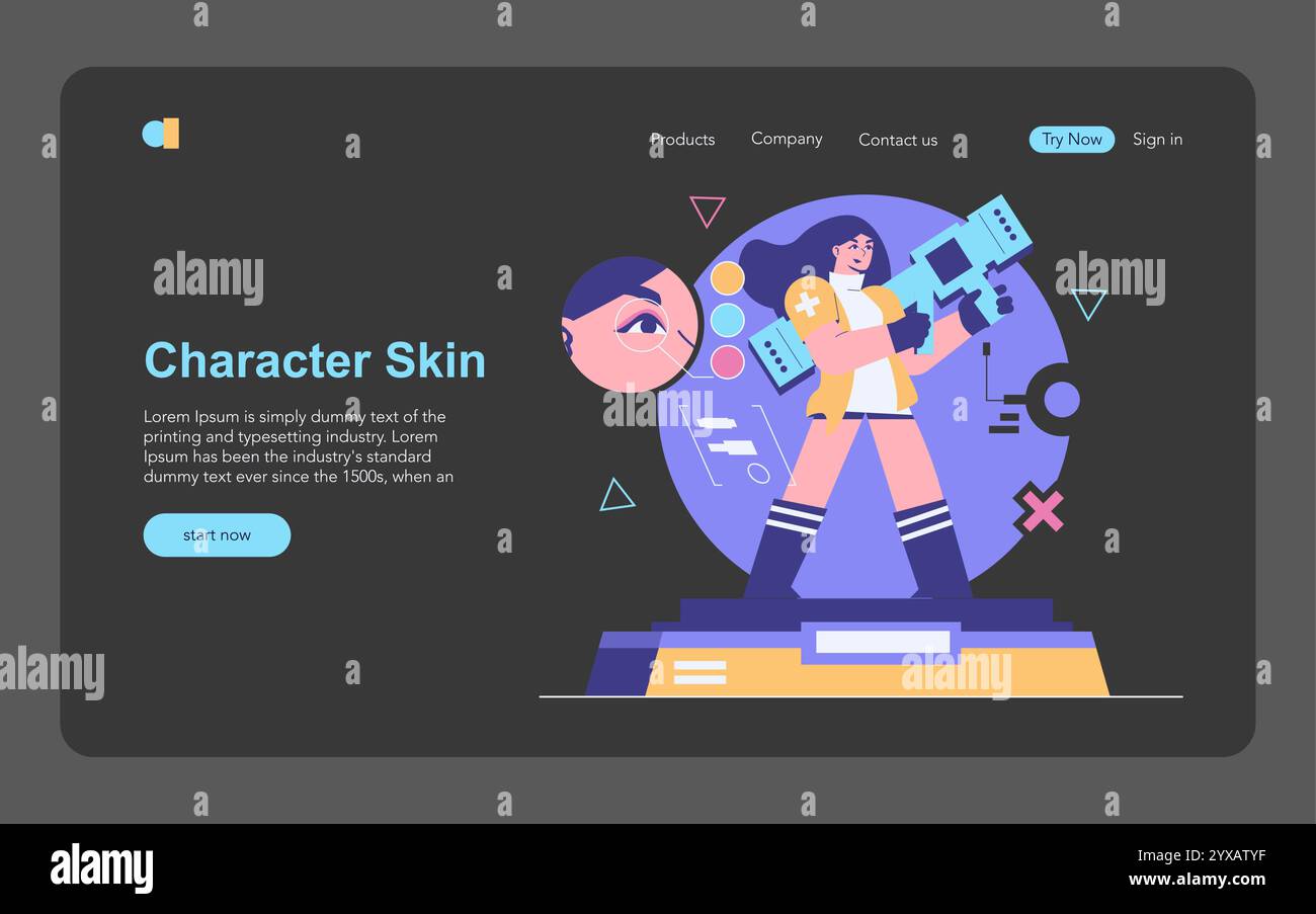 Esport concept. A female gamer character skin with a dynamic pose ...