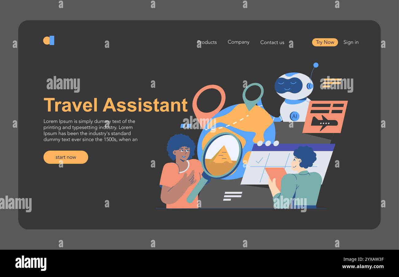 Travel Assistant concept. Digital interface aiding users in trip ...