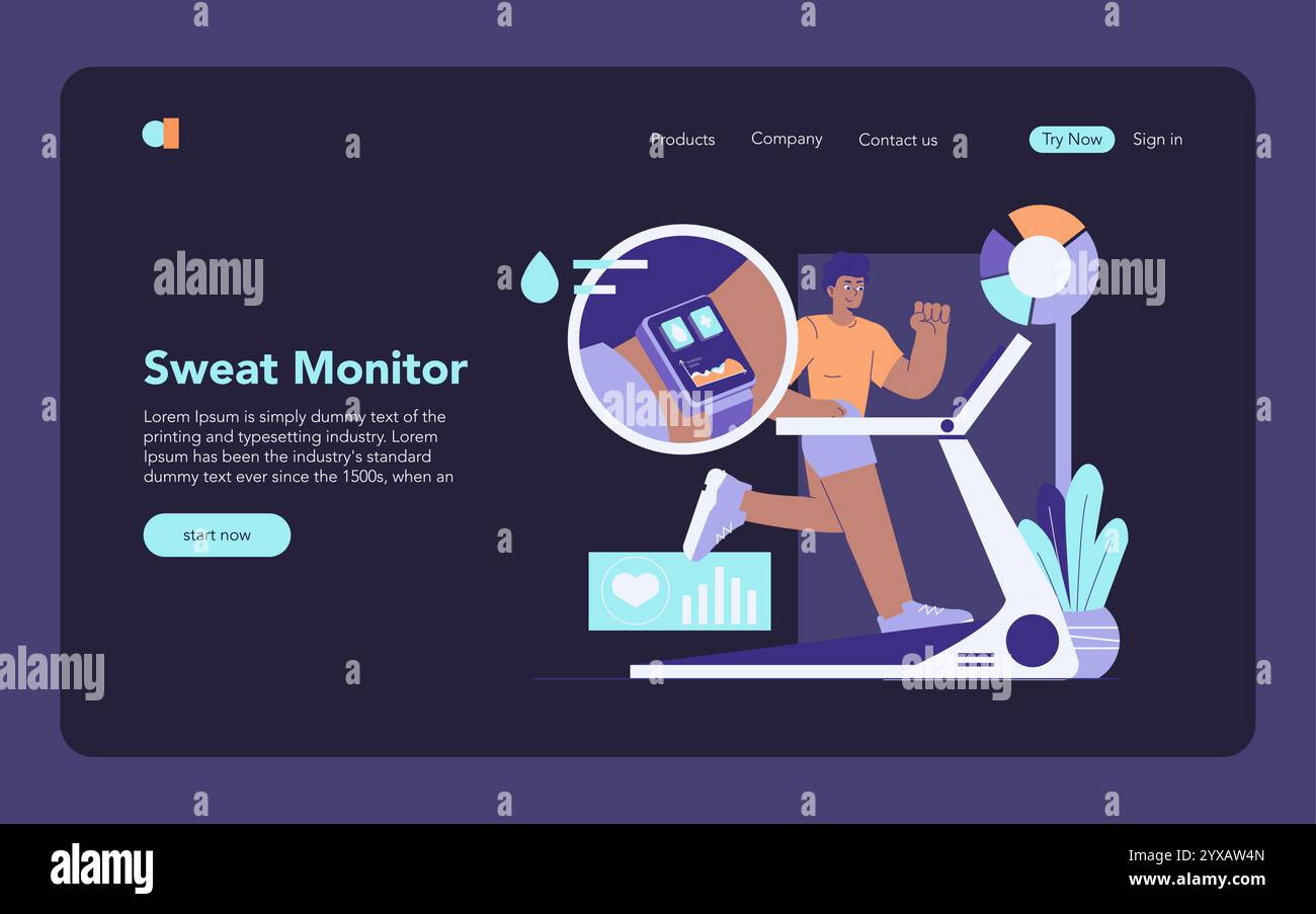 Healthtech concept. An illustration of a person using wearable ...