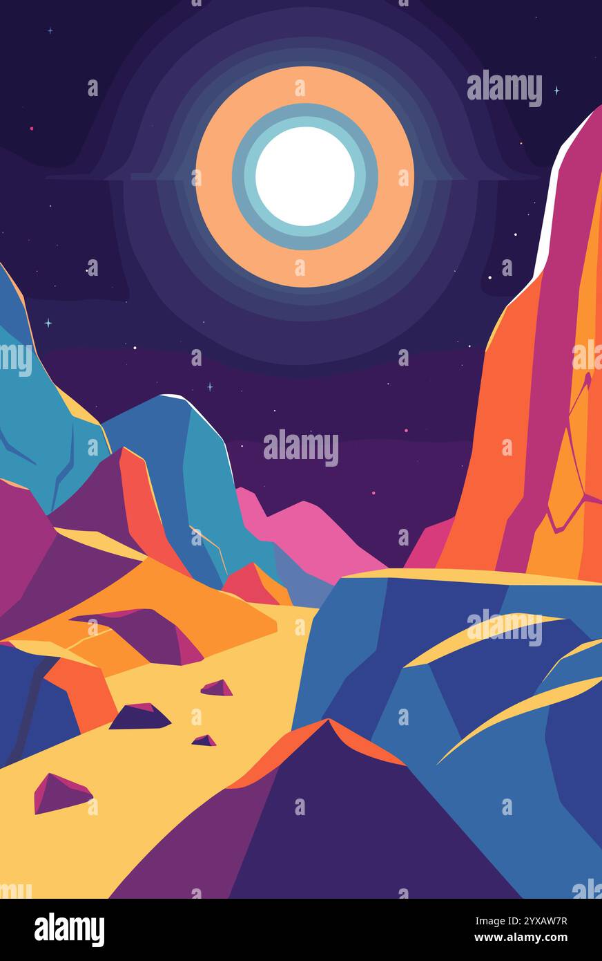 Vector art of a futuristic rocky landscape Stock Vector Image & Art - Alamy