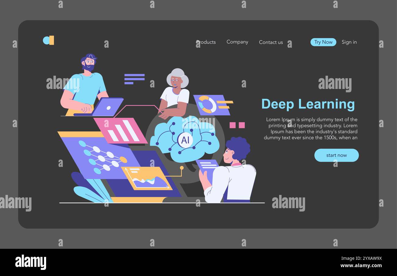 Data Science concept. A diverse team collaborates on AI and machine ...