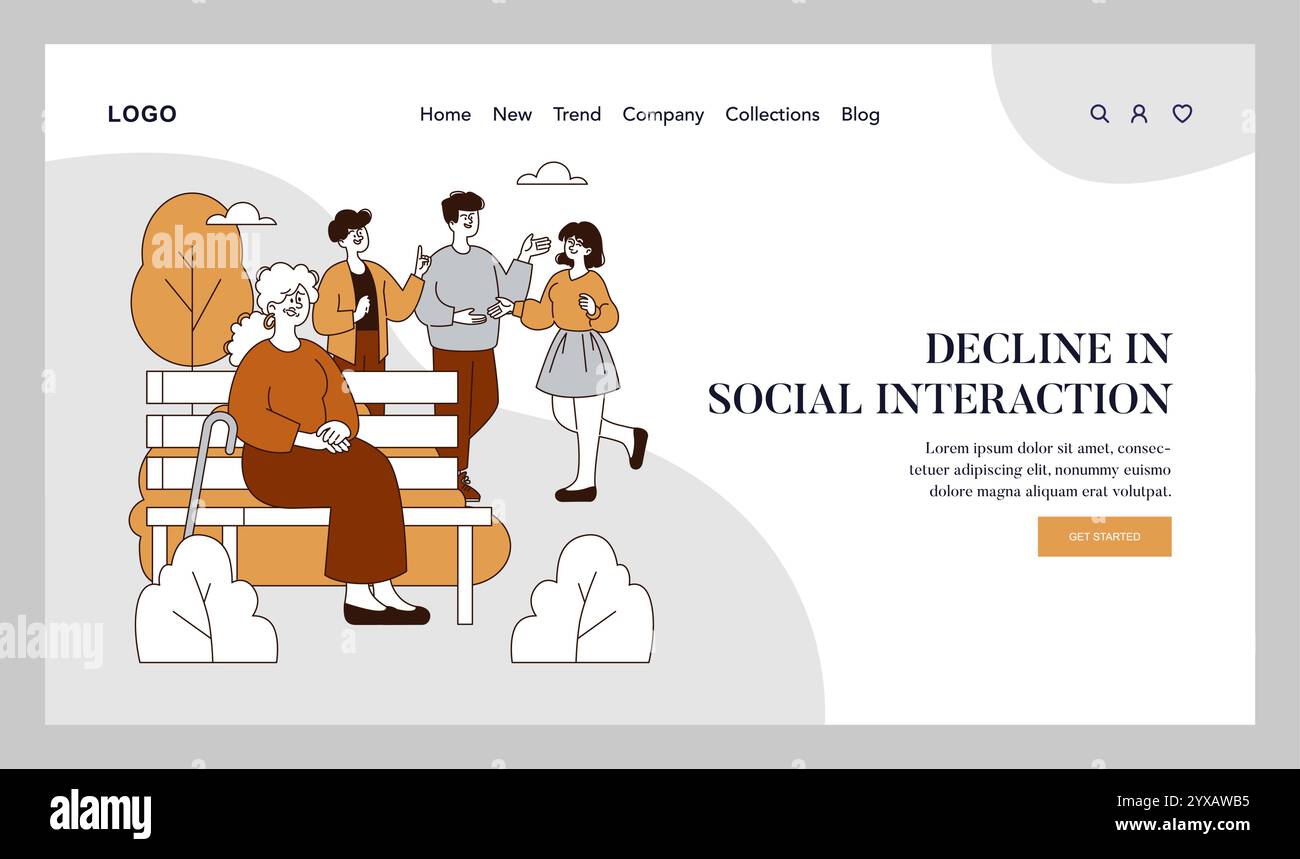 Social interaction decline concept. Elderly woman sits alone while ...