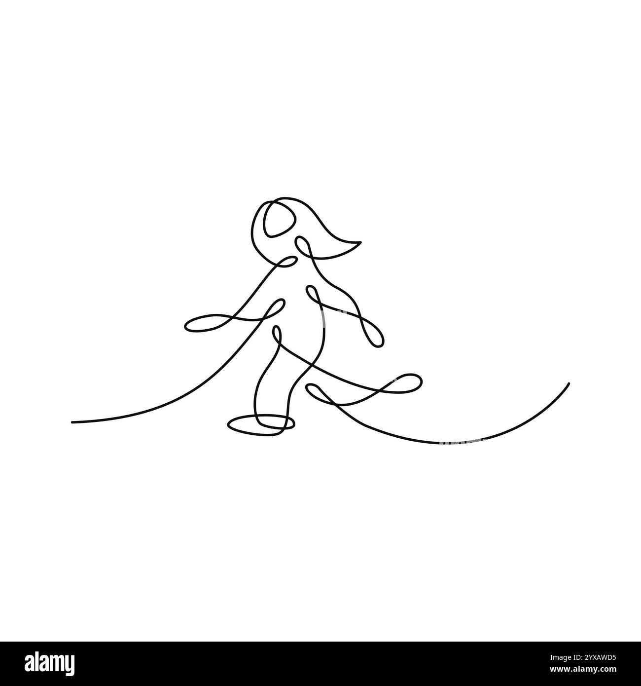 Woman Walking One Single Line Drawing Stock Vector Image & Art - Alamy