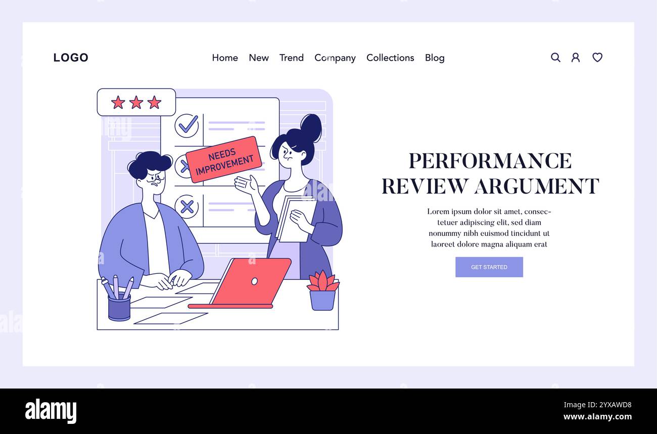 Performance Review Conflict concept. Disagreement during an employee ...