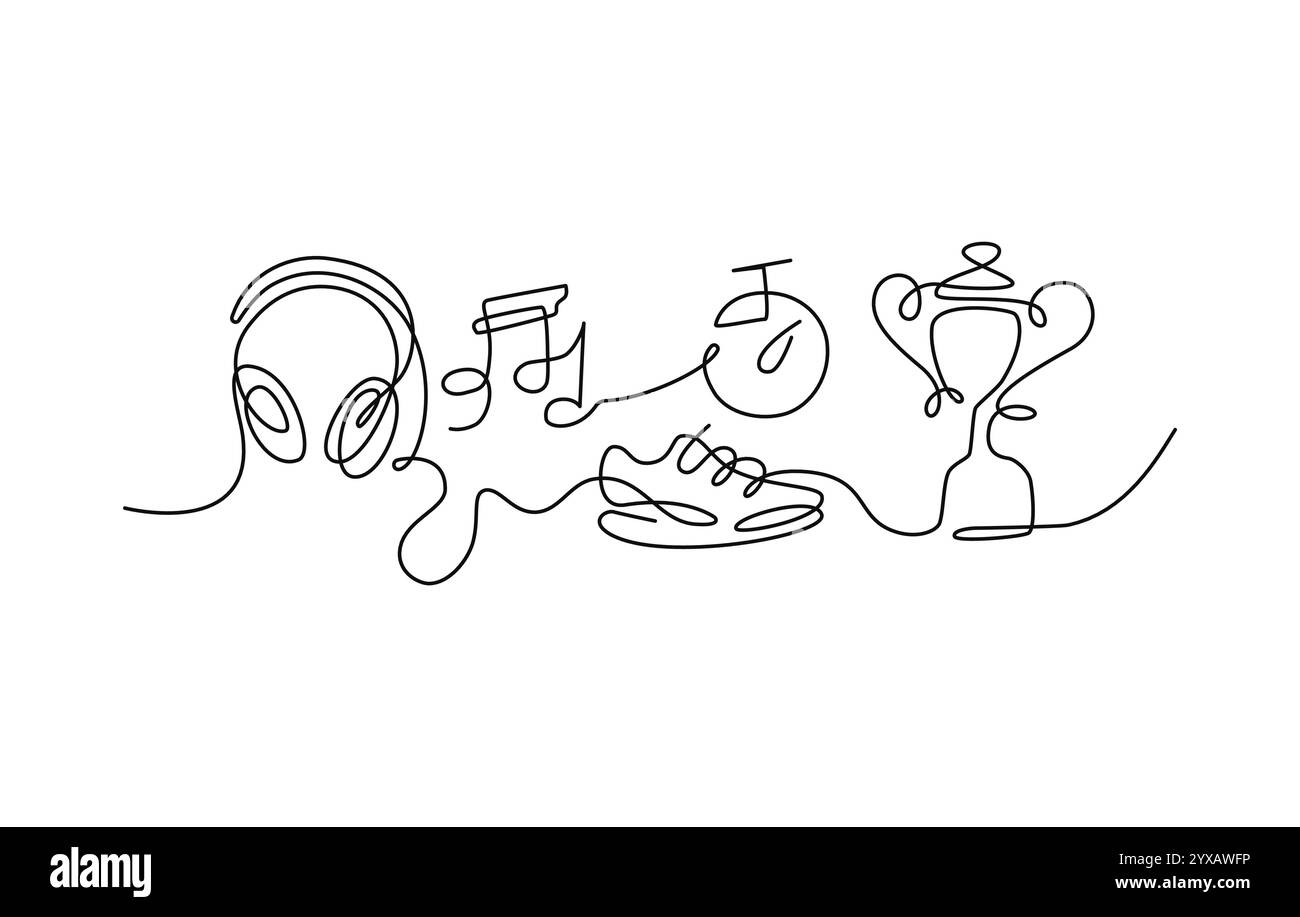 Music Running One Single Line Drawing Stock Vector Image & Art - Alamy