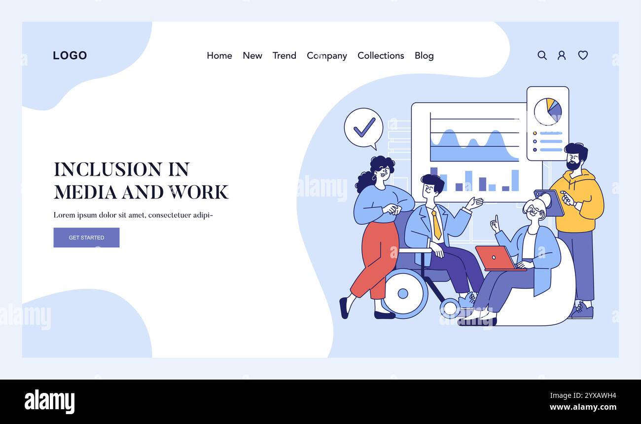 Inclusion in media and work concept. Collaborative workspace with ...