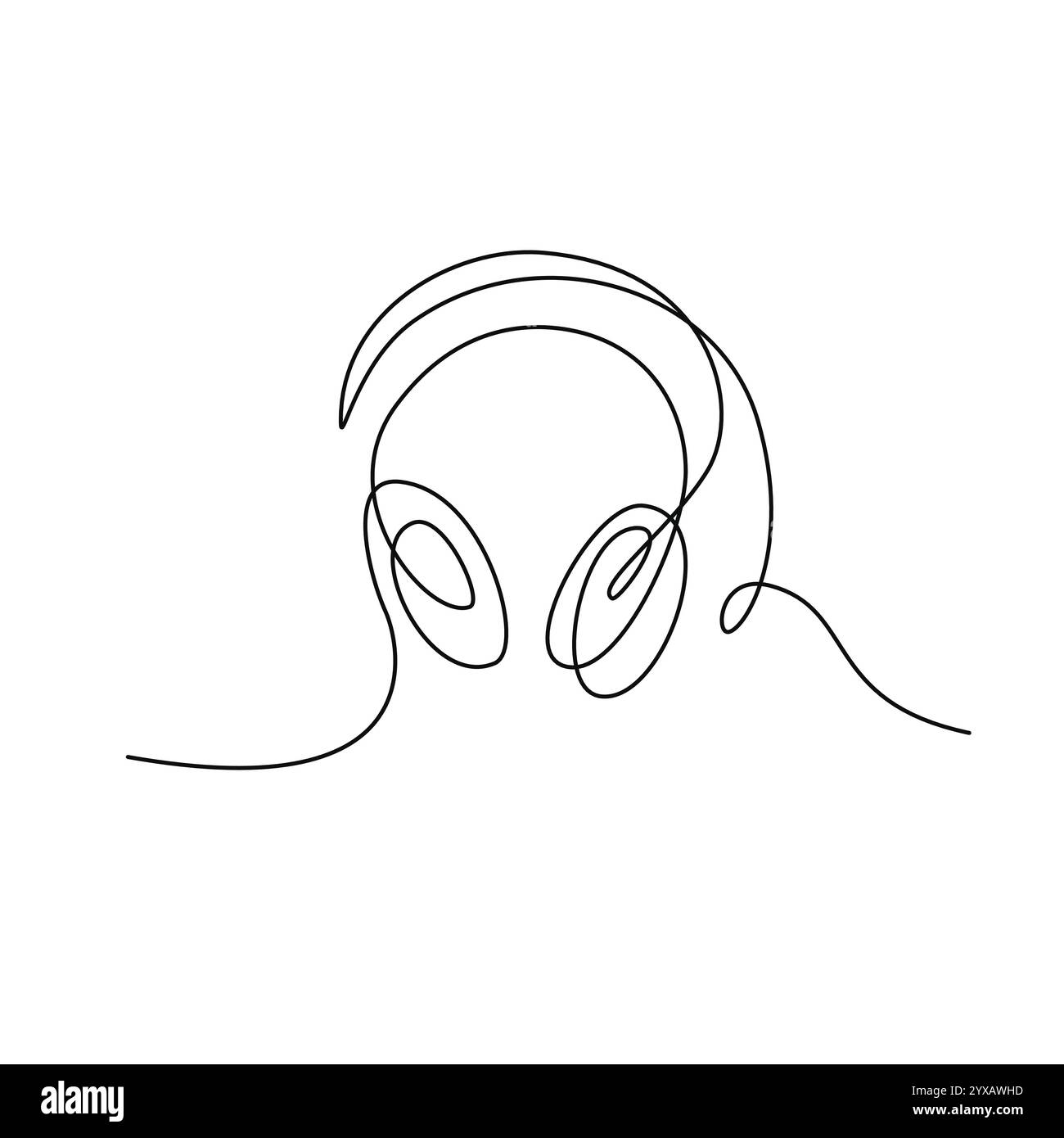 Headphones One Single Line Drawing Stock Vector Image & Art - Alamy