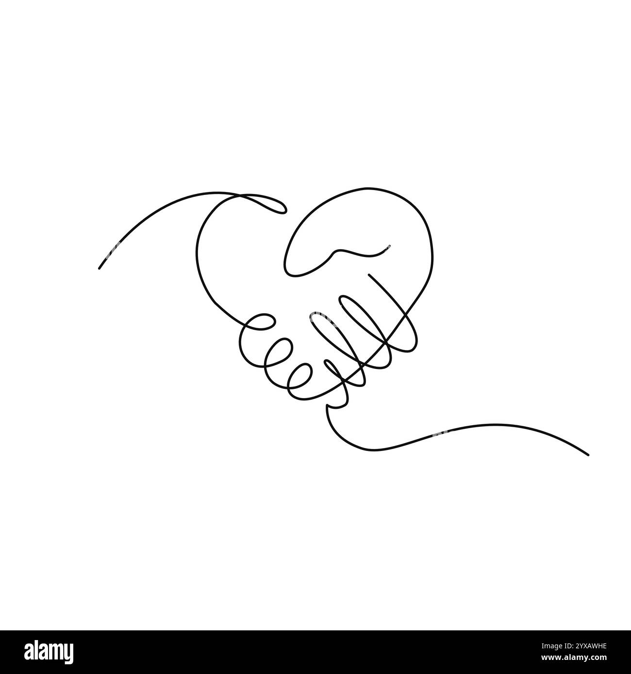Handshake Heart One Single Line Drawing Stock Vector Image & Art - Alamy