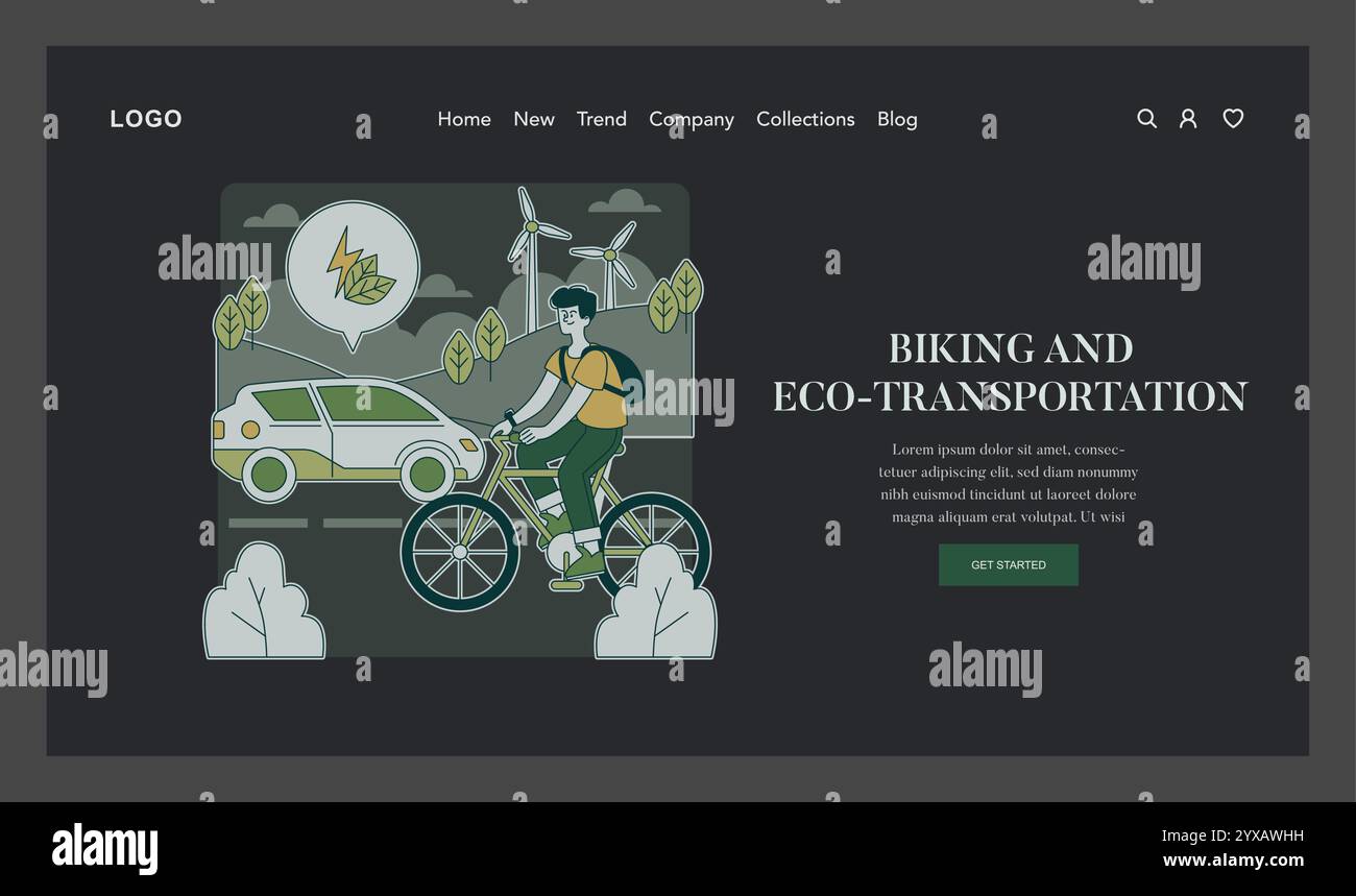 Green lifestyle concept. Cyclist and car sharing a city road, promoting ...
