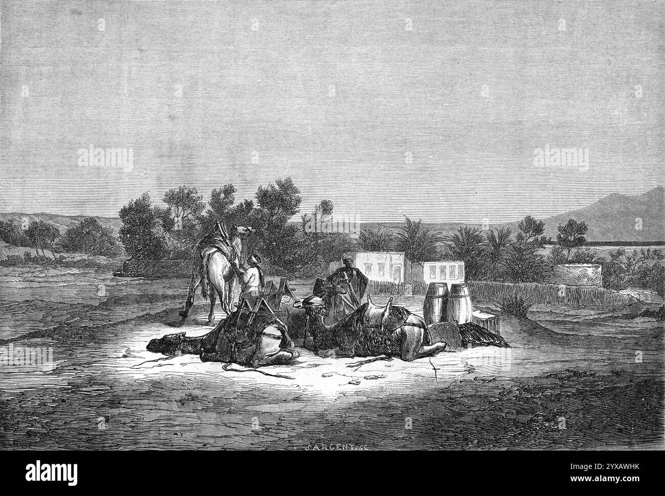 Well of Moses or Moses' Well near Suez Egypt. Vintage or Historic ...