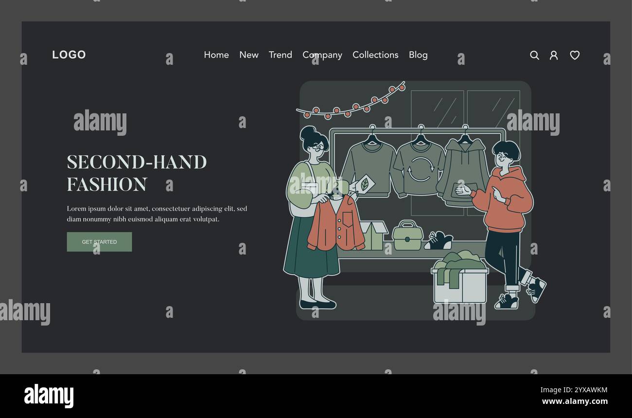 Conscious Consumption concept. Customers at a thrift store exploring ...