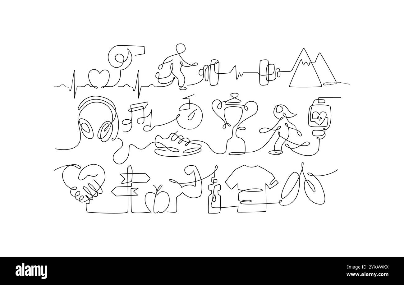 Running One Single Line Drawing Stock Vector Image & Art - Alamy