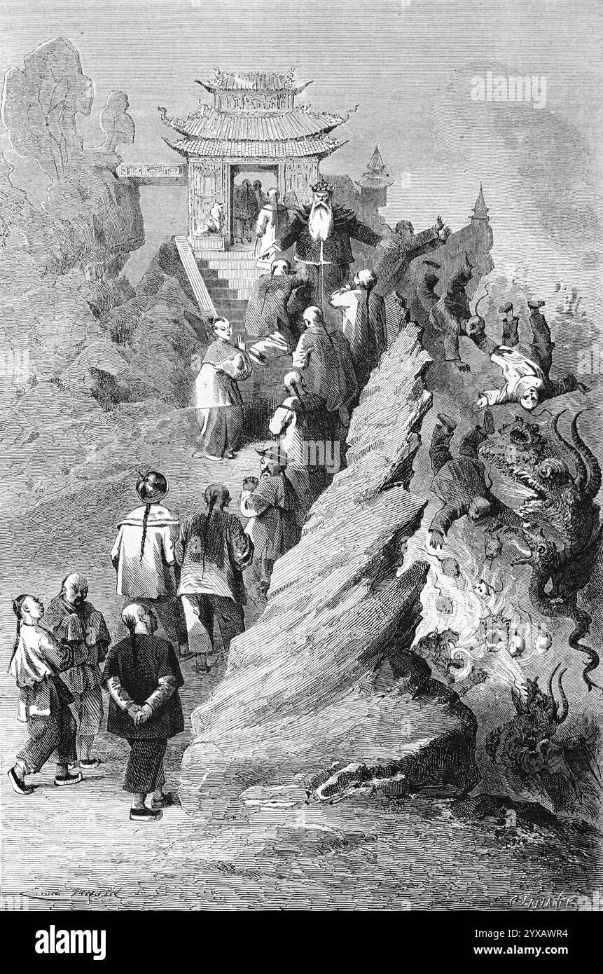 Chinese mountain steps stairway Black and White Stock Photos & Images ...