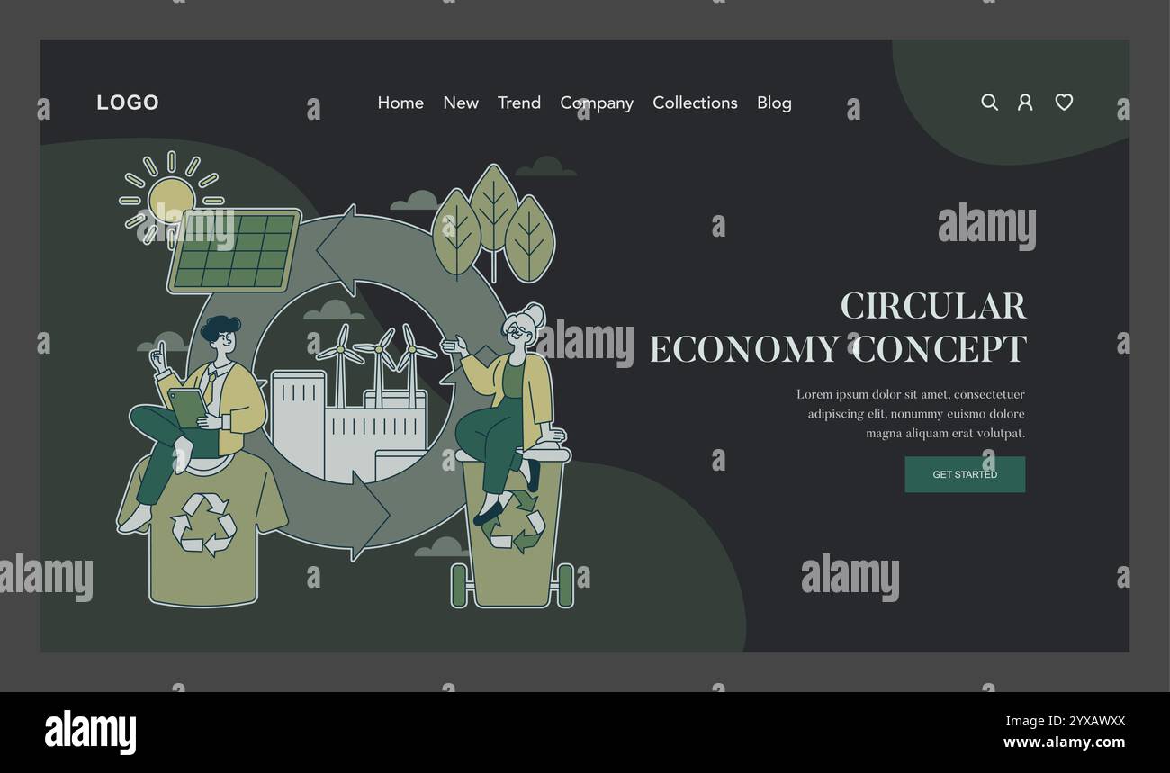 Circular Economy Concept illustration. Sustainable resource management ...