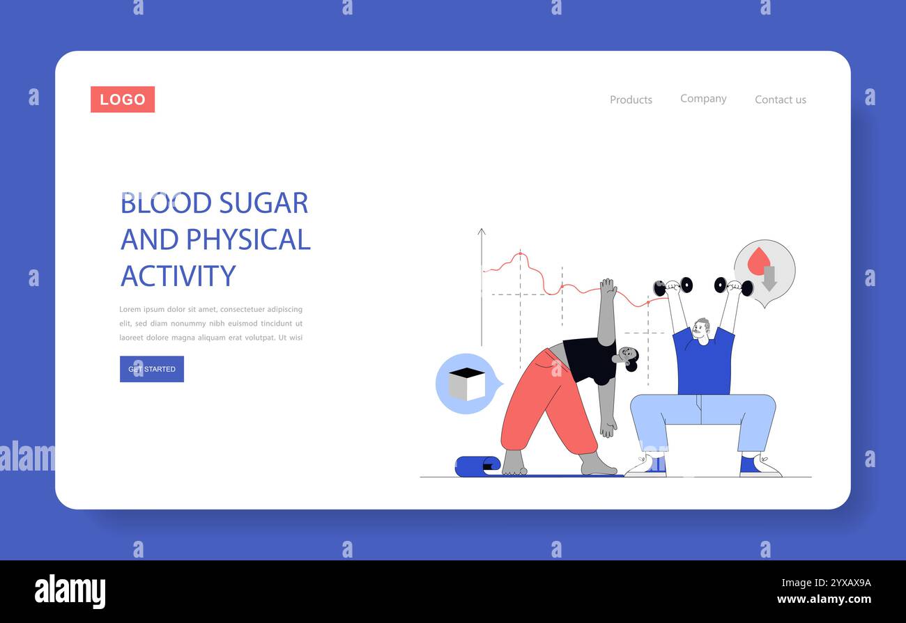 Blood Sugar Tracking concept. Illustration of individuals exercising ...