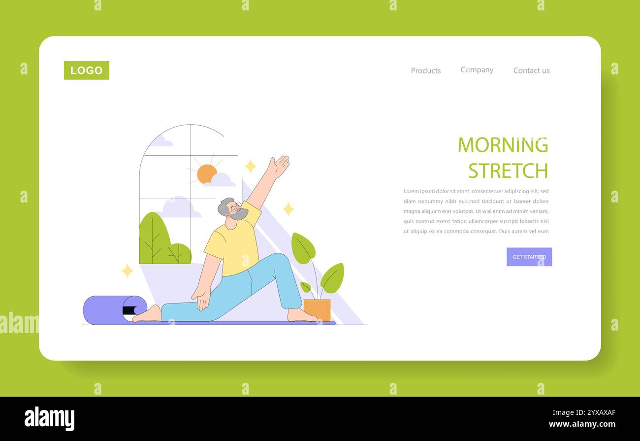 Healthy Lifestyle concept. A man performs a morning stretch exercise at ...