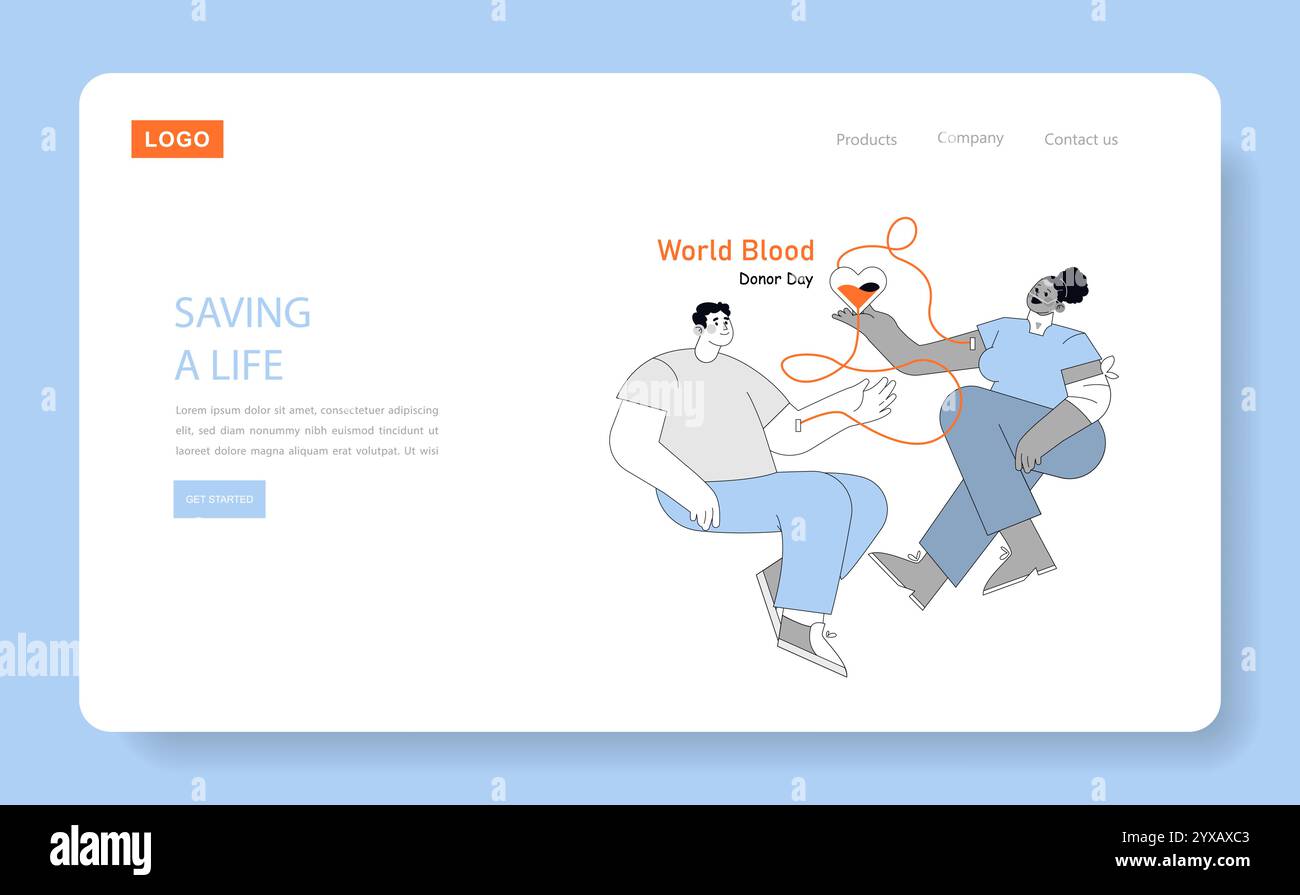 World Blood Donor Day concept. A nurse assists a man donating blood ...