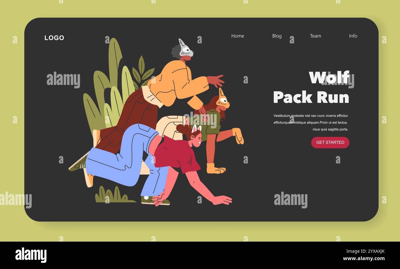 Wolf Pack Run concept. A creative webpage design featuring people ...