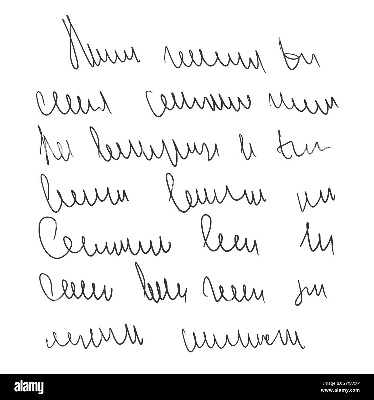 Freehand indecipherable text note. Handwritten scribble letter ...