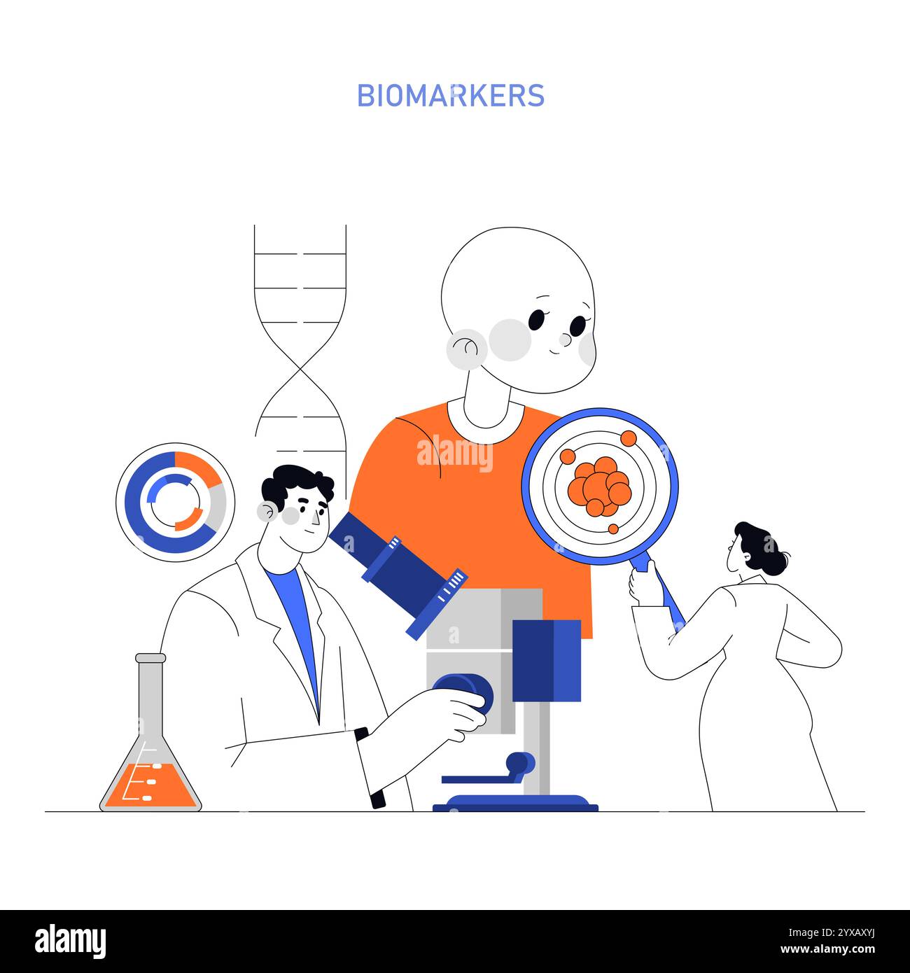 Exosome research concept. Scientists examine cellular exosomes with ...