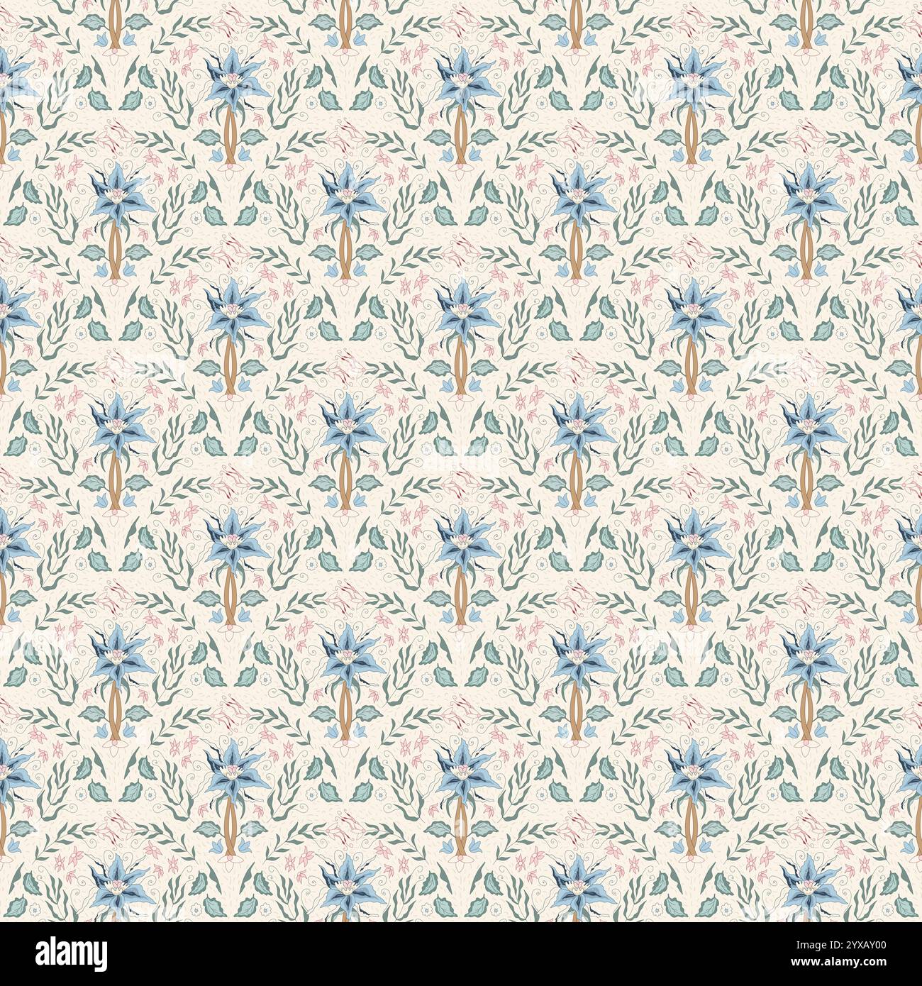 Indian chintz seamless pattern. Modern flower scallop endless ...