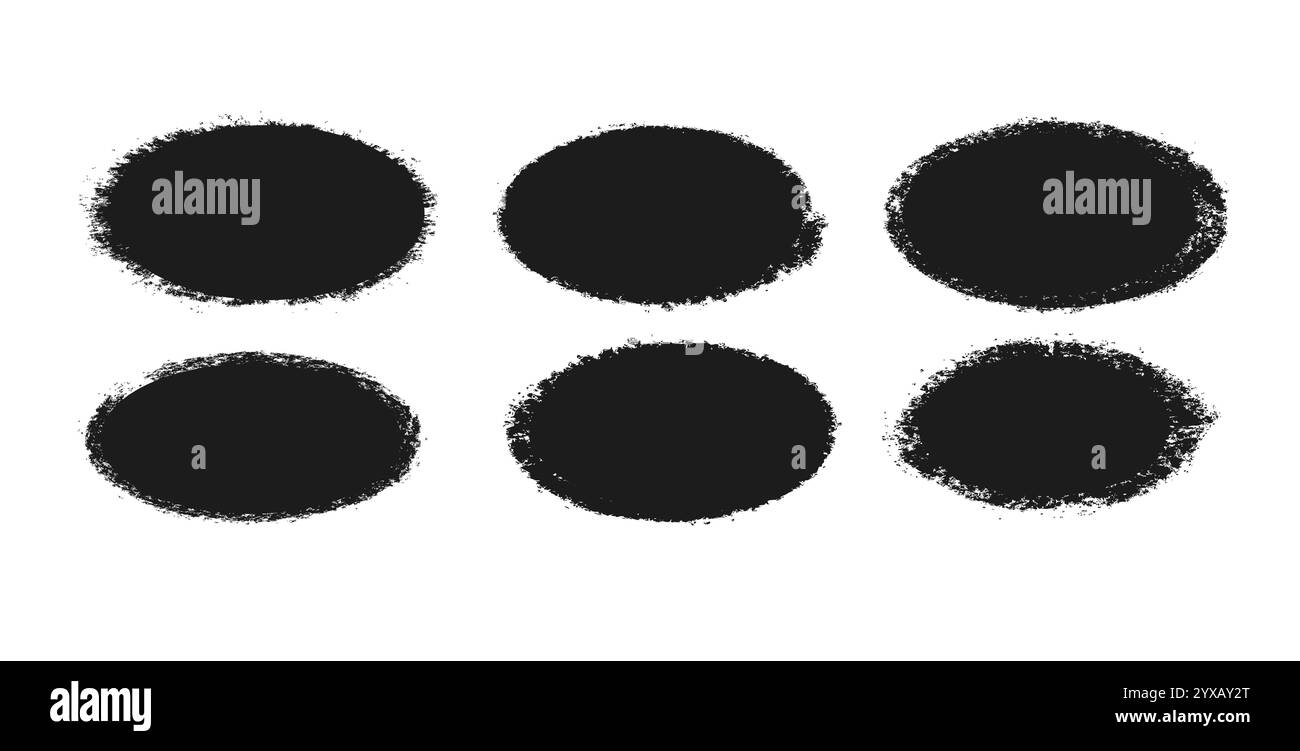 Ellipses grunge pack. Brush oval frames set. Hand drawn quotation ...
